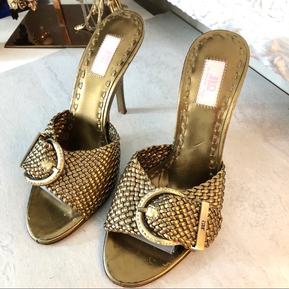 Jennifer Lopez | Shoes | Jlo Antique Gold Woven Metallic Heels | Poshmark